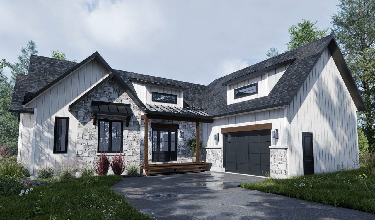 Plan de Maison Farmhouse avec grand garage | Modèle Le Roscoff